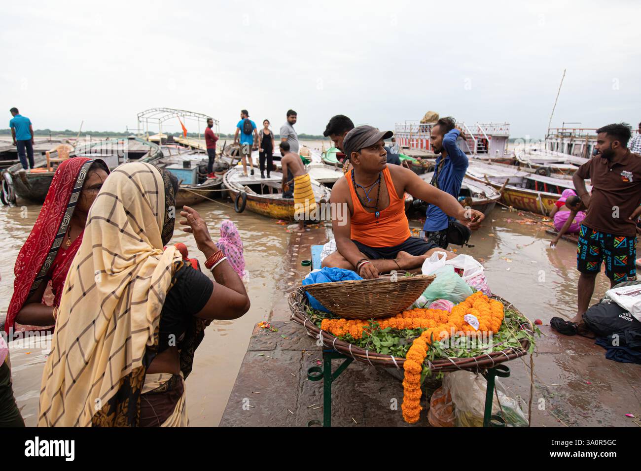 Varanasi, Uttar Pradesh, India - 8-10-2022: Hindu Pilgrim bathing in ...