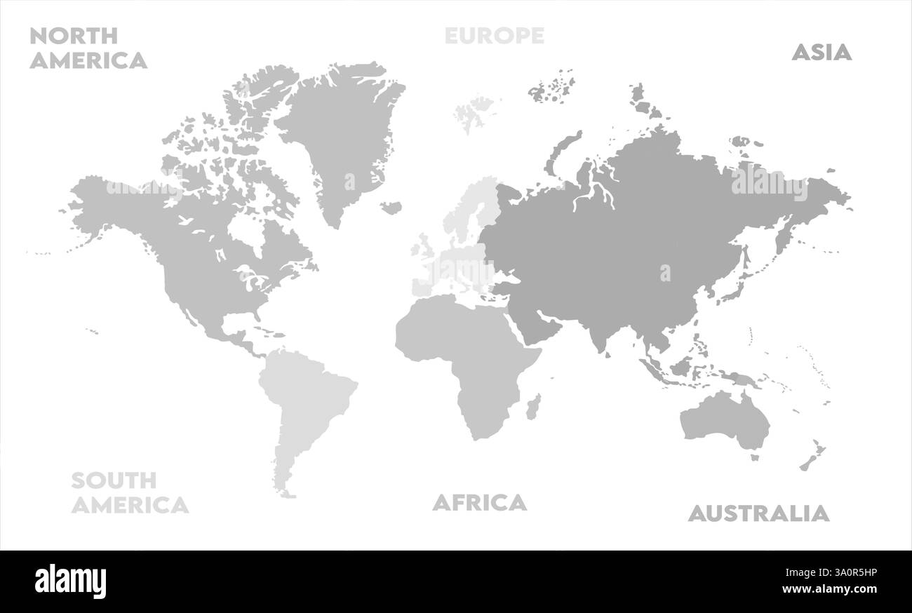 New modern world map, with containment name, modern world map graphic ...