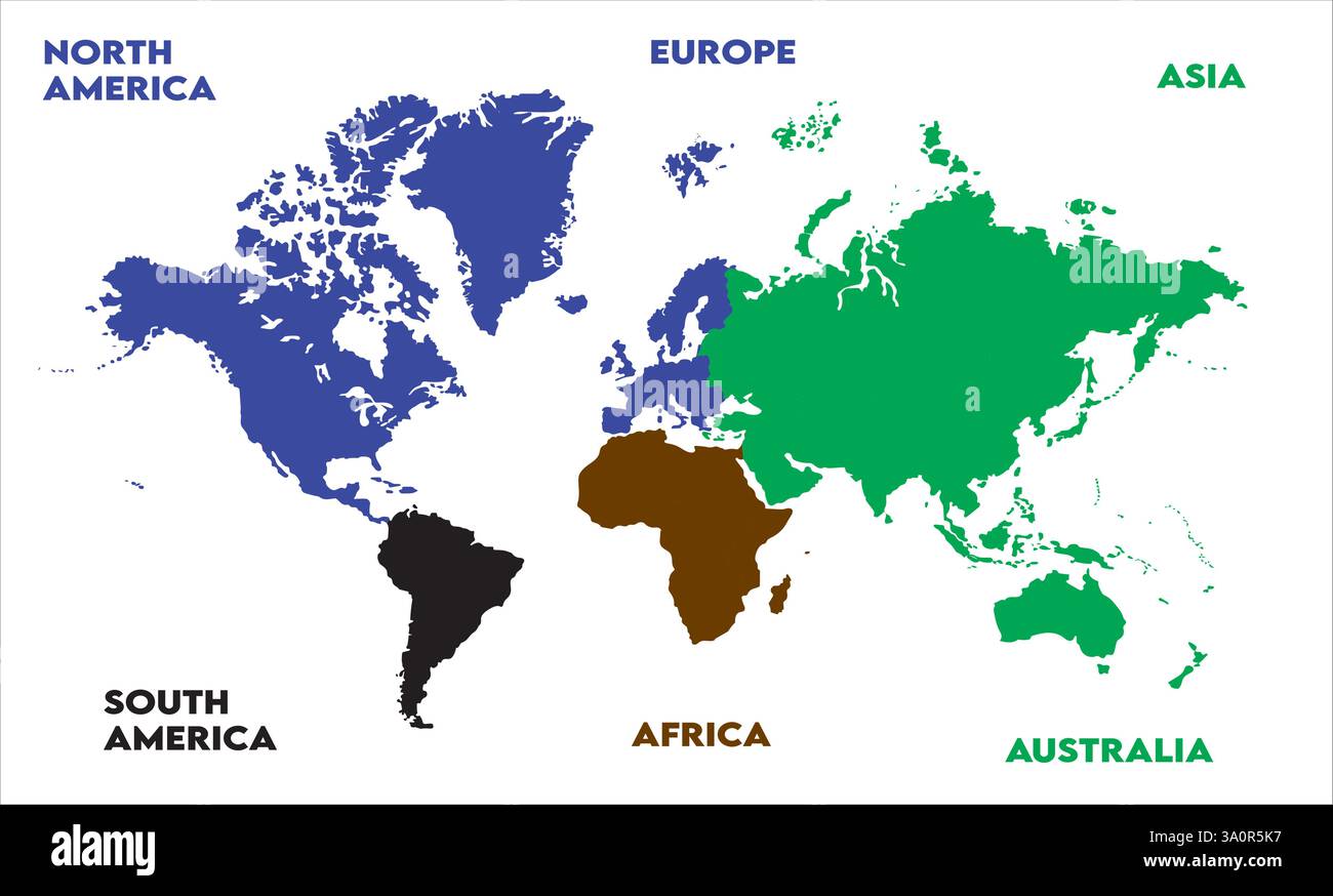 New modern world map, with containment name, modern world map graphic ...