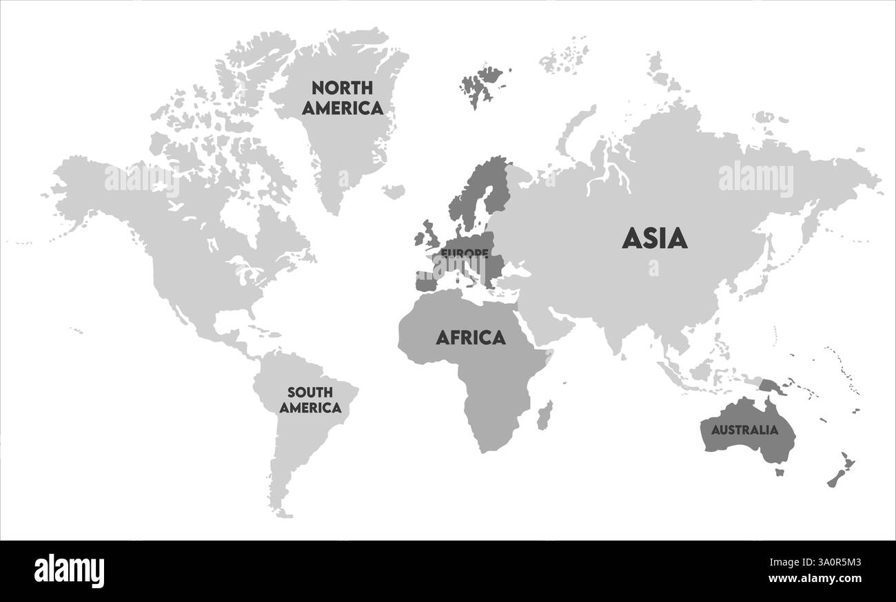 New modern world map, with containment name, modern world map graphic ...