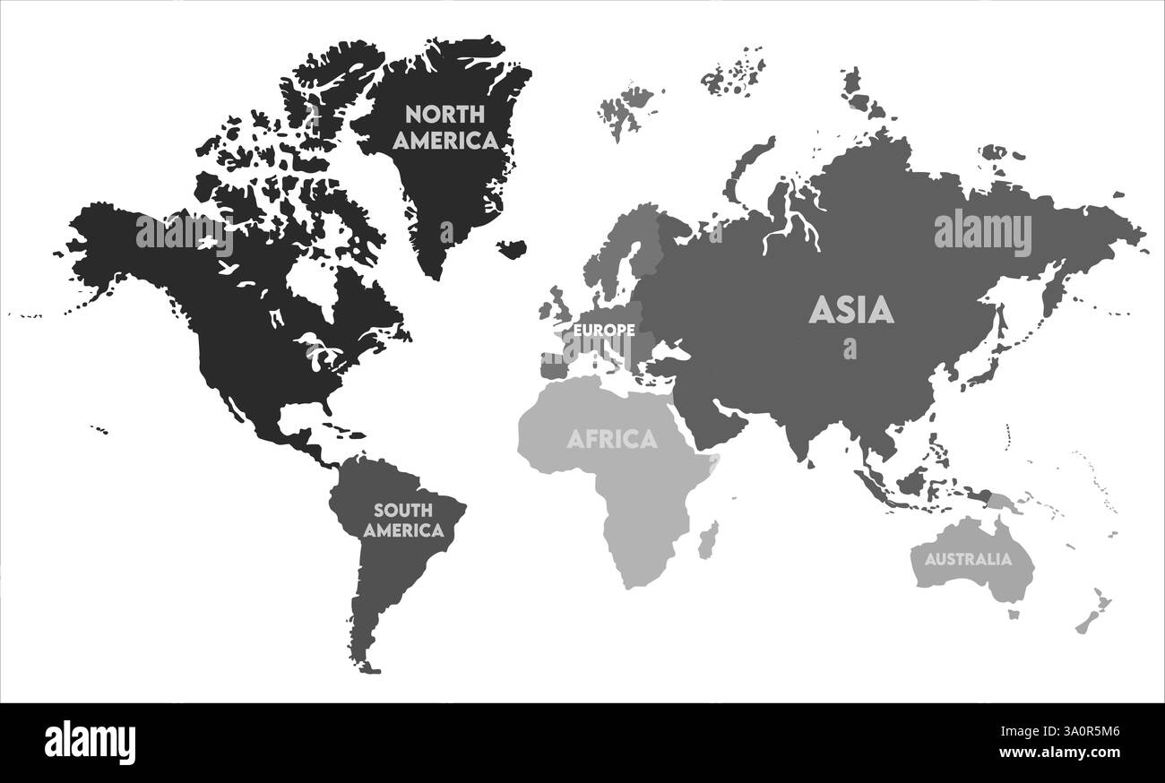 New modern world map, with containment name, modern world map graphic ...