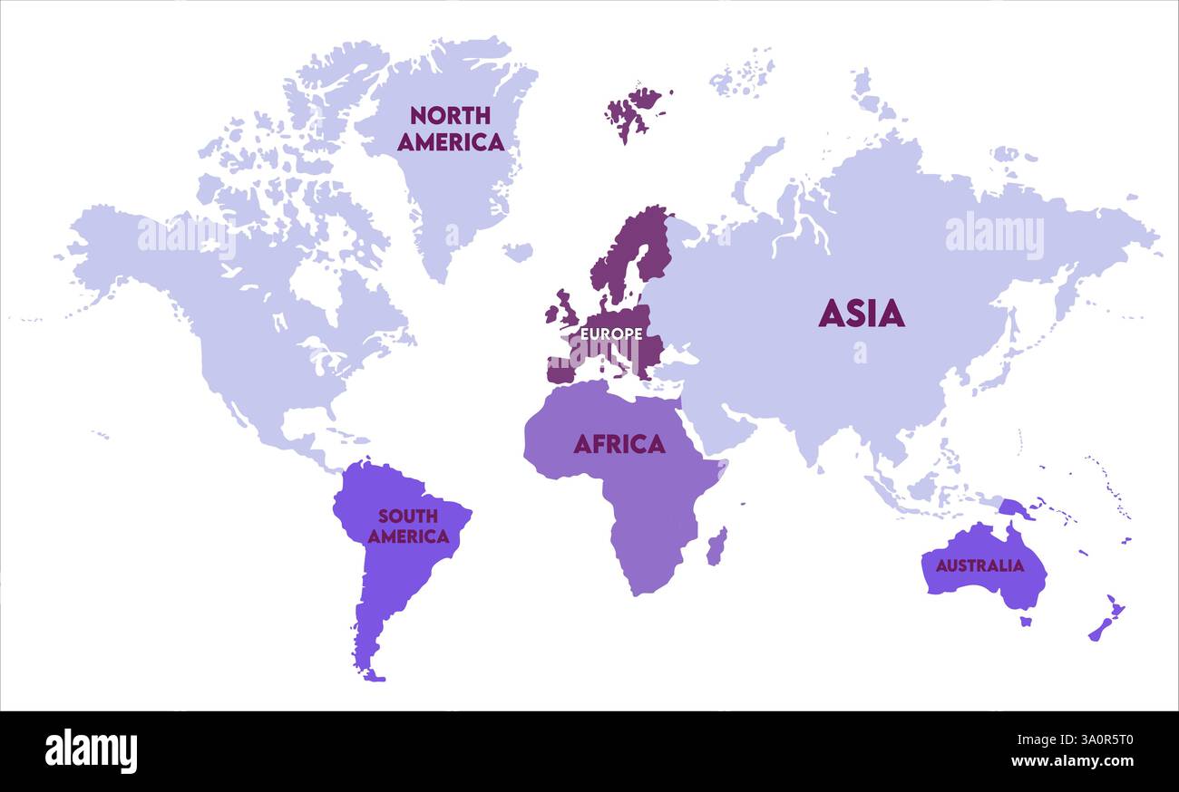 New modern world map, with containment name, modern world map graphic ...