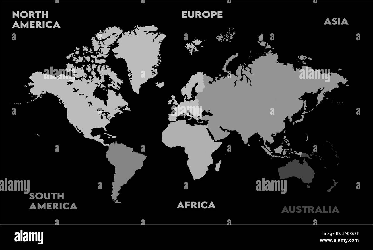 New modern world map, with containment name, modern world map graphic ...