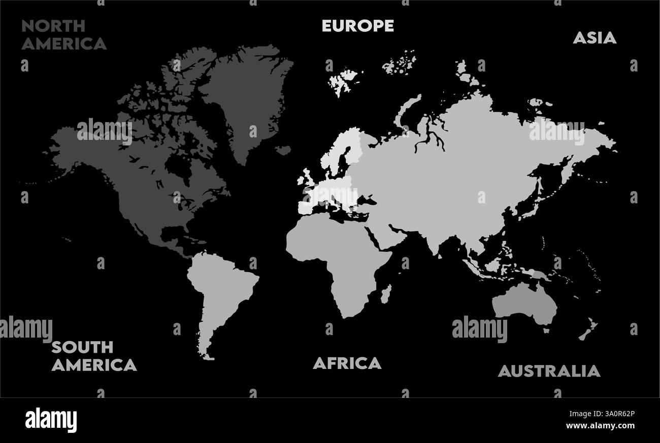 New modern world map, with containment name, modern world map graphic ...