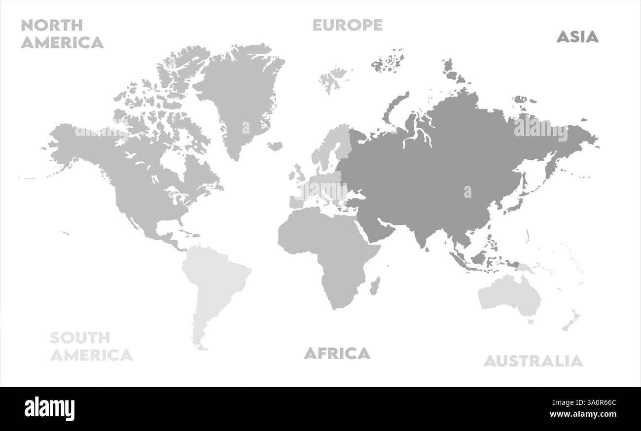 New modern world map, with containment name, modern world map graphic ...
