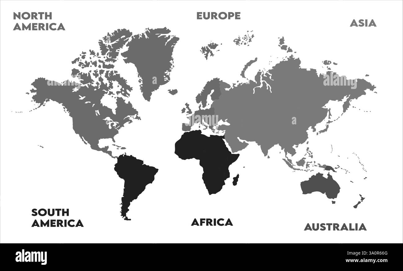 New modern world map, with containment name, modern world map graphic ...
