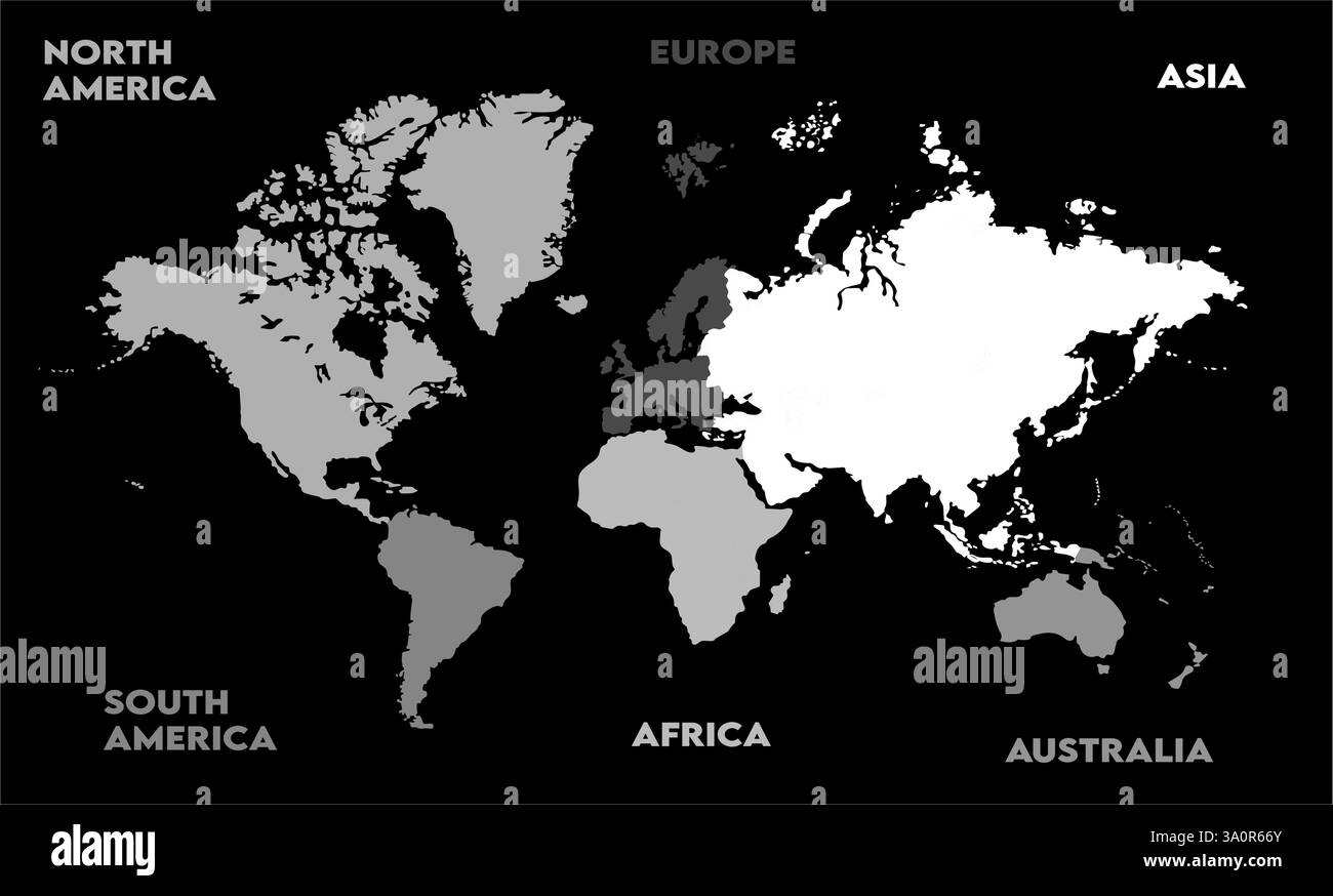 New modern world map, with containment name, modern world map graphic ...