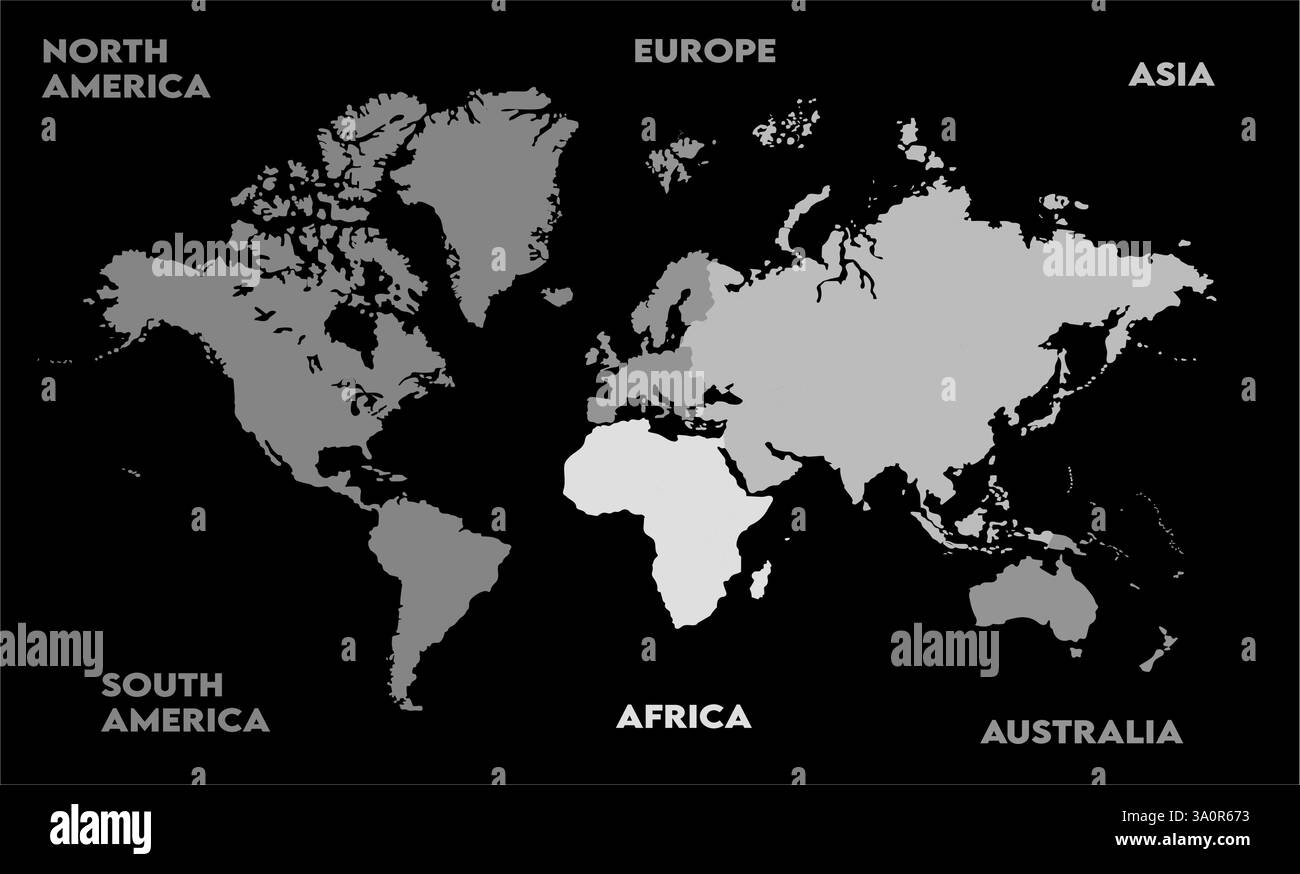 New modern world map, with containment name, modern world map graphic ...