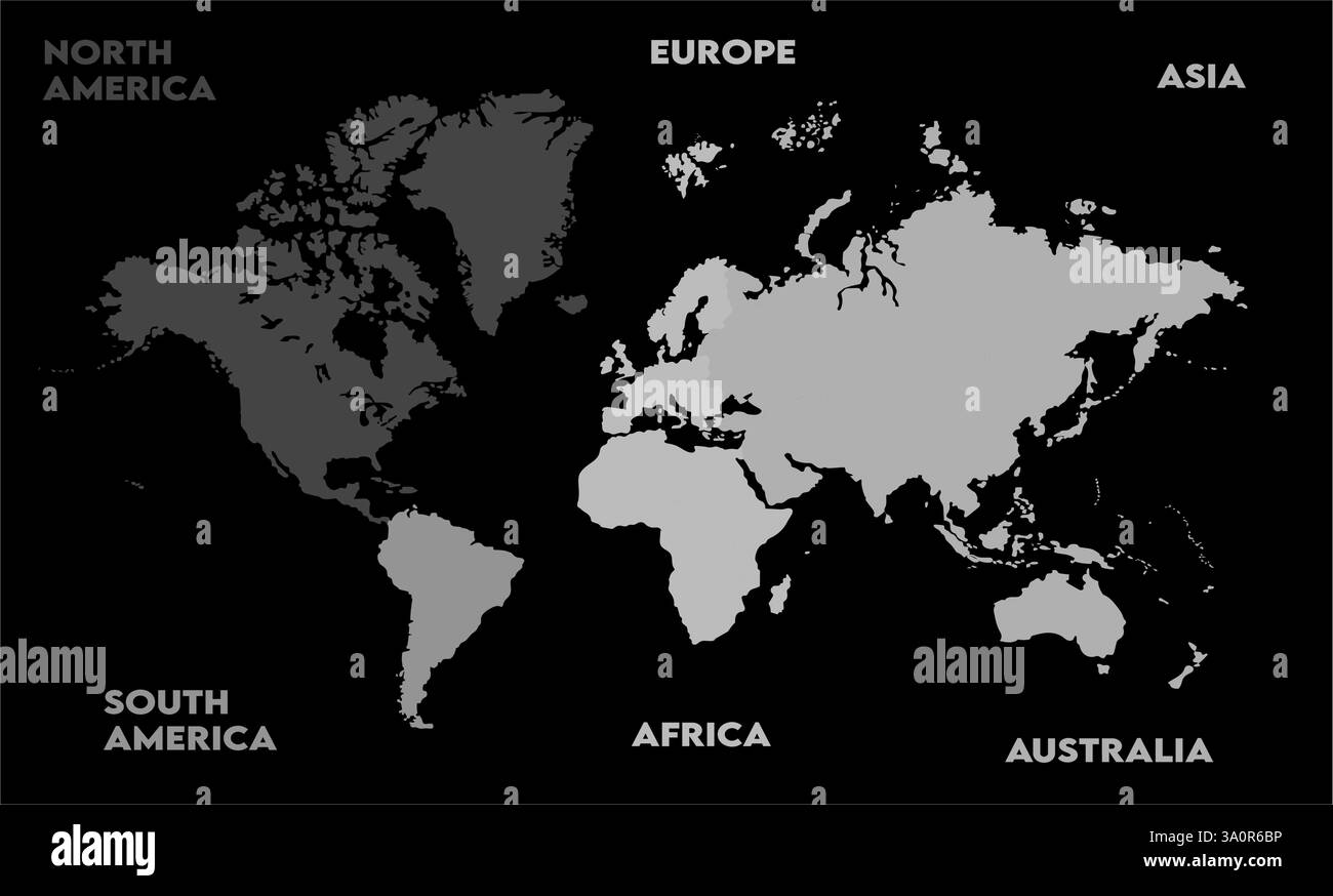 New modern world map, with containment name, modern world map graphic ...