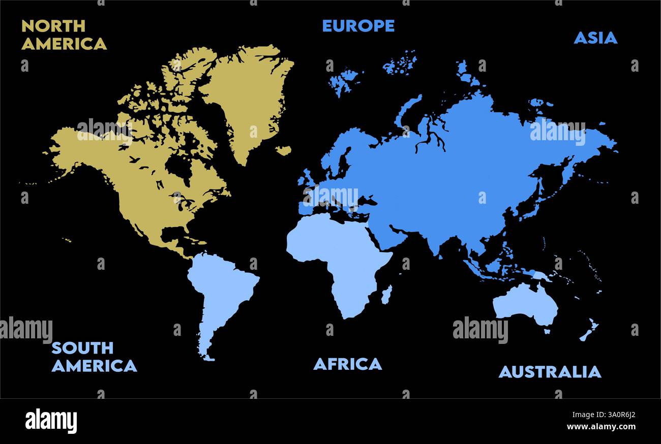 New modern world map, with containment name, modern world map graphic ...