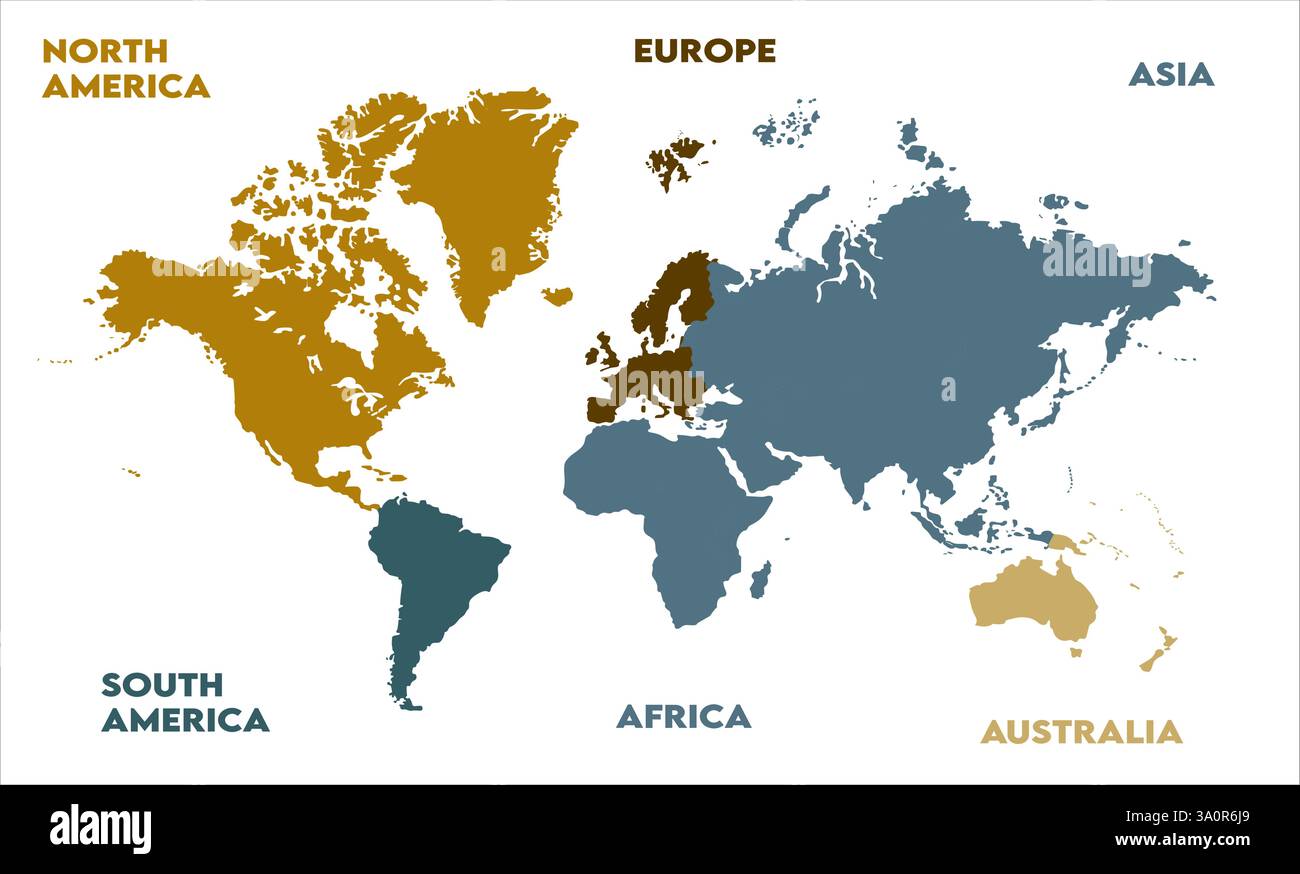 New modern world map, with containment name, modern world map graphic ...