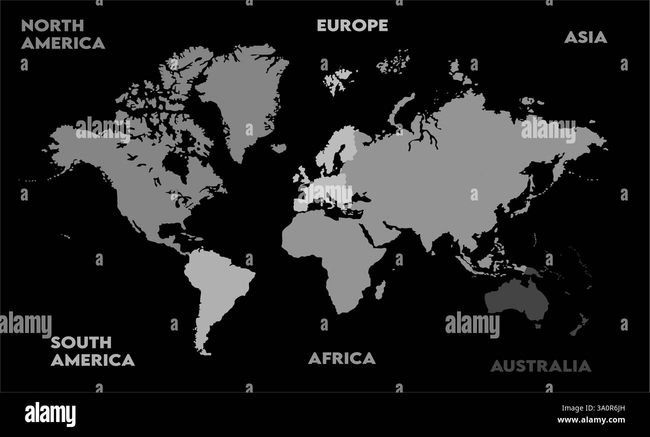 New modern world map, with containment name, modern world map graphic ...