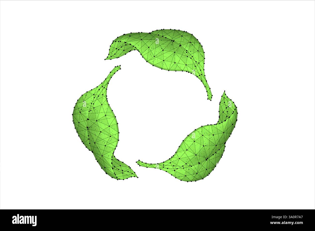 Three green leaf. Recycle icon, sustainable packaging, concept of ...