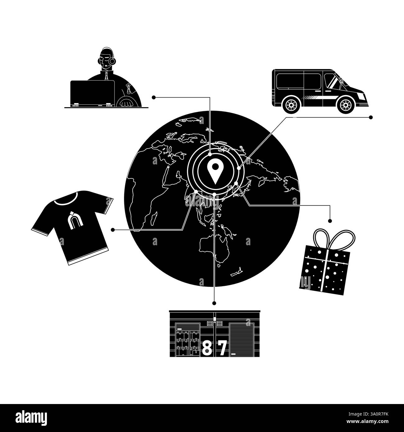 Sell goods globally through the internet. e-commerce concept ...