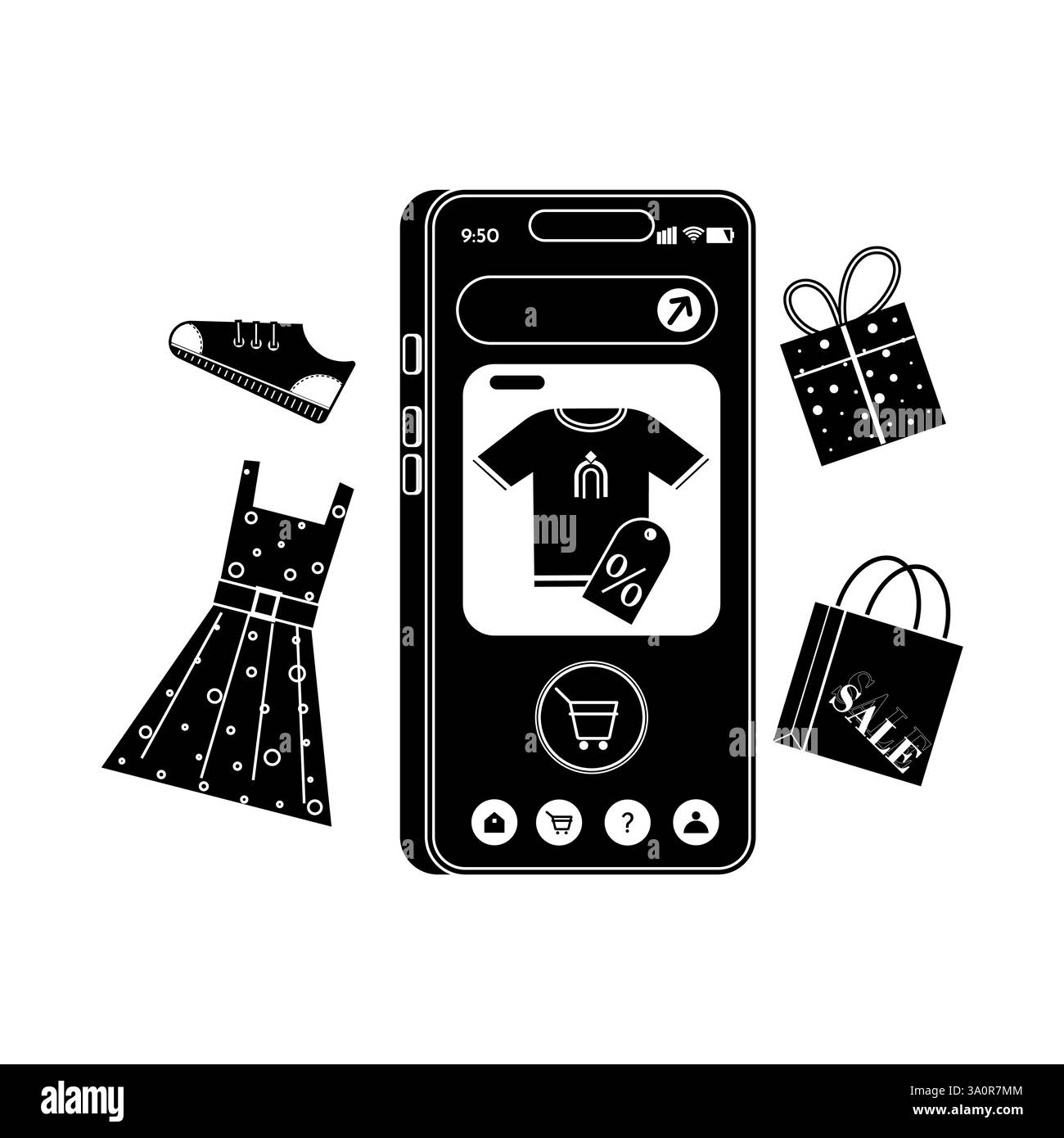 Sell goods via mobile phone. e-commerce concept illustration Stock ...