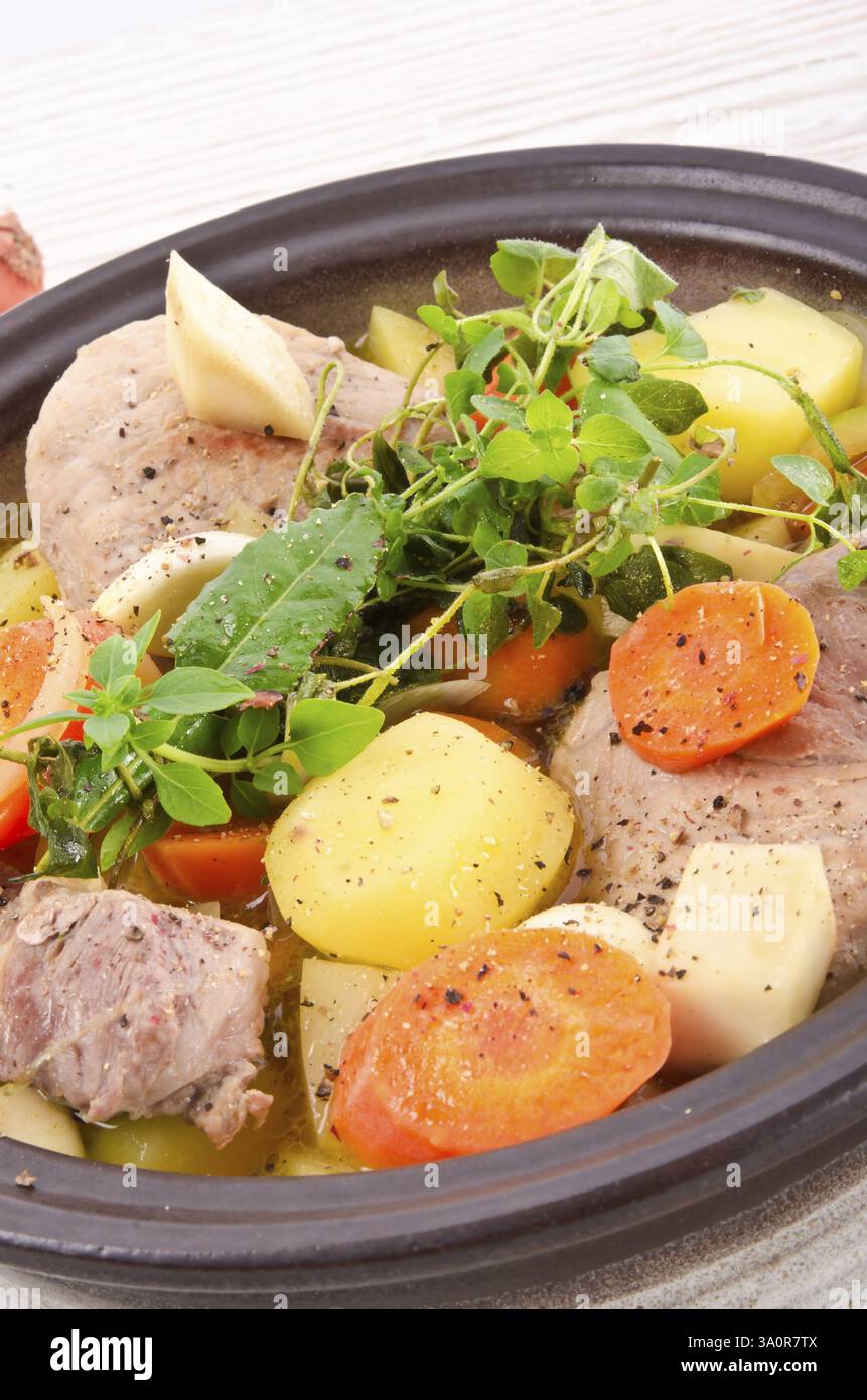 Vegetable stew with meat and herbs Stock Photo - Alamy
