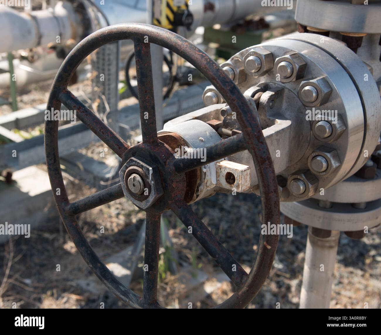 The oil production valves Stock Photo - Alamy