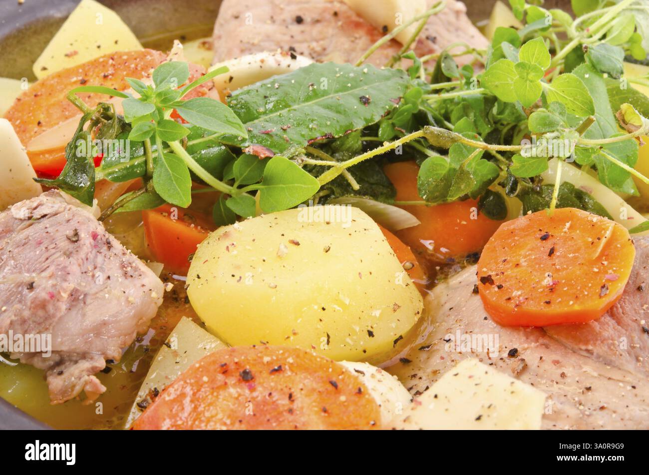 Vegetable stew with meat and herbs Stock Photo - Alamy