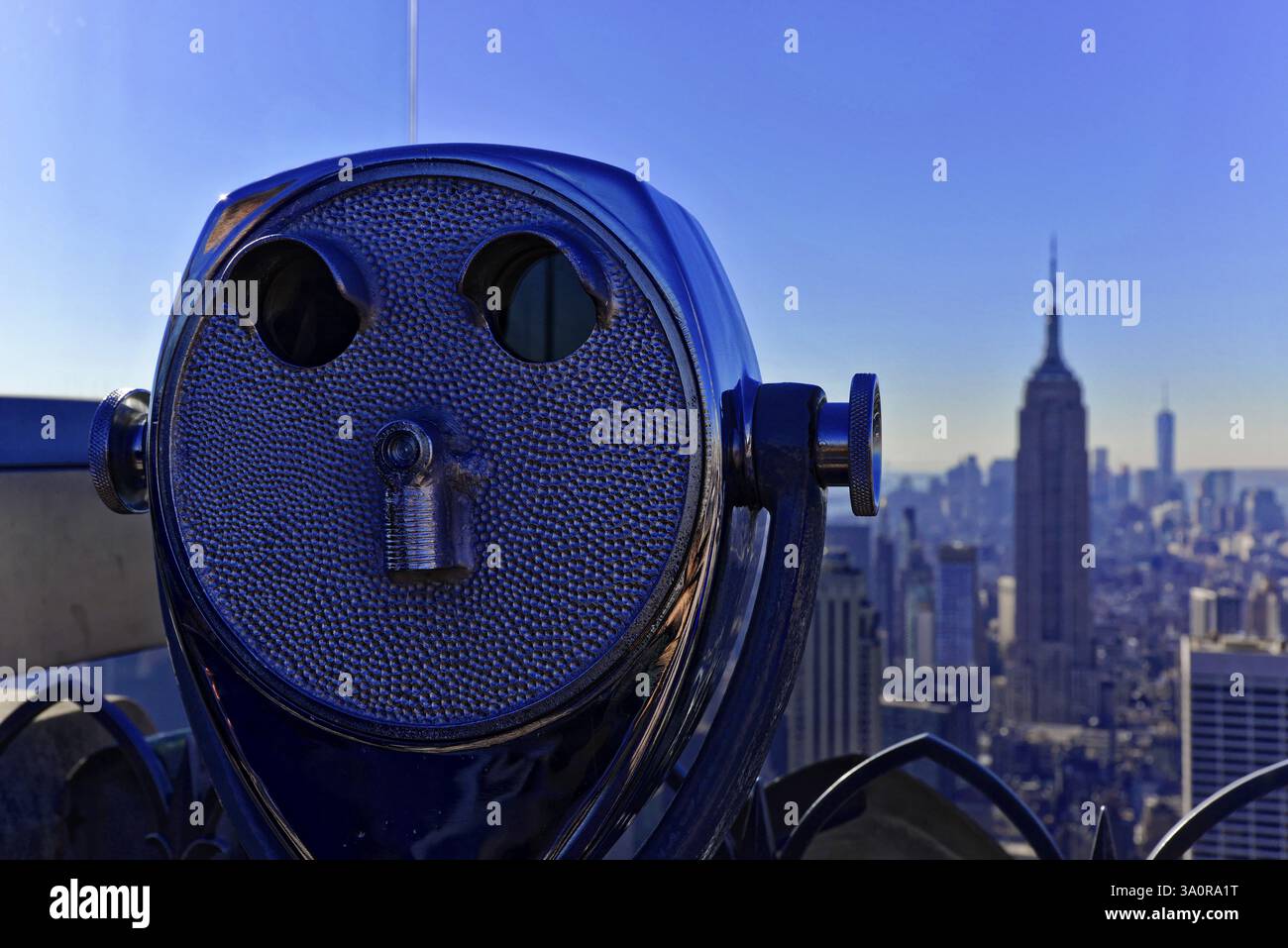Rockefeller Center observation deck, binoculars on a viewing platform ...