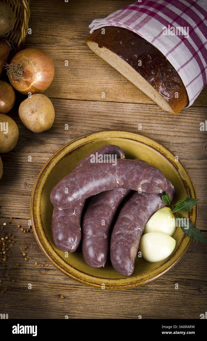 Krupniok traditional blood sausage in Polish cuisine Stock Photo - Alamy