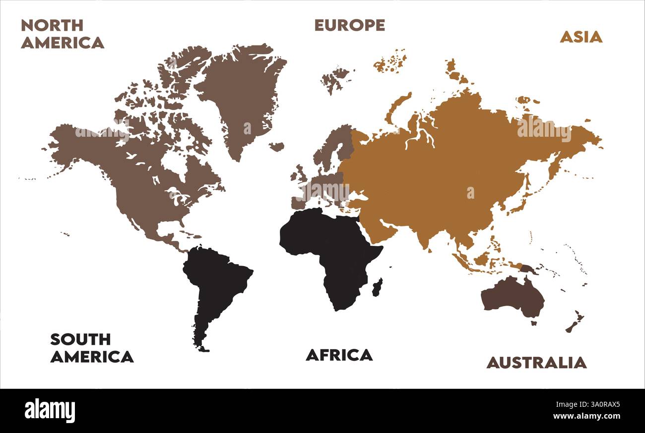 New modern world map, with containment name, modern world map graphic ...