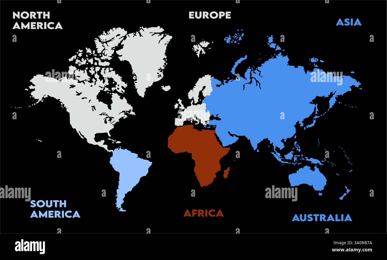 New modern world map, with containment name, modern world map graphic ...