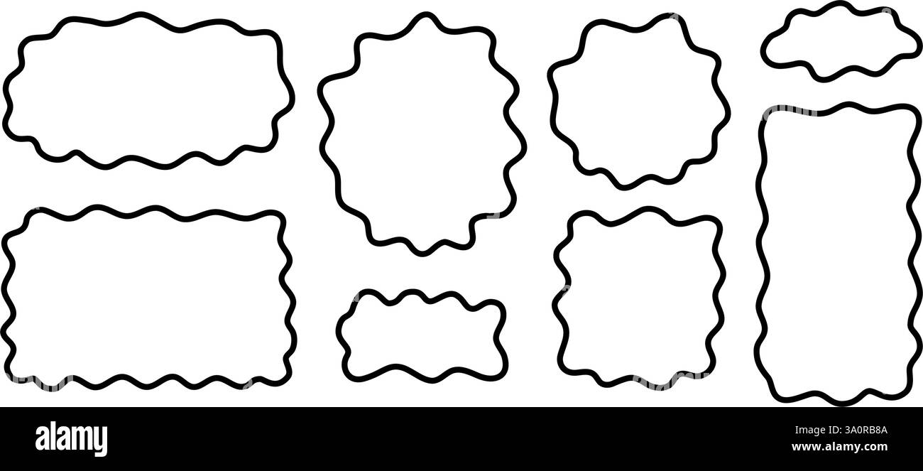 Cute doodle wavy shapes. Abstract psychedelic forms. Speech bubbles ...