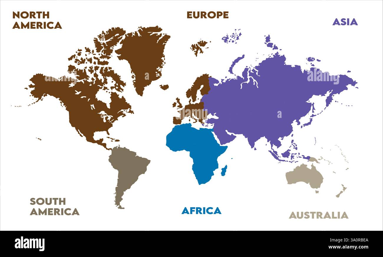 New modern world map, with containment name, modern world map graphic ...