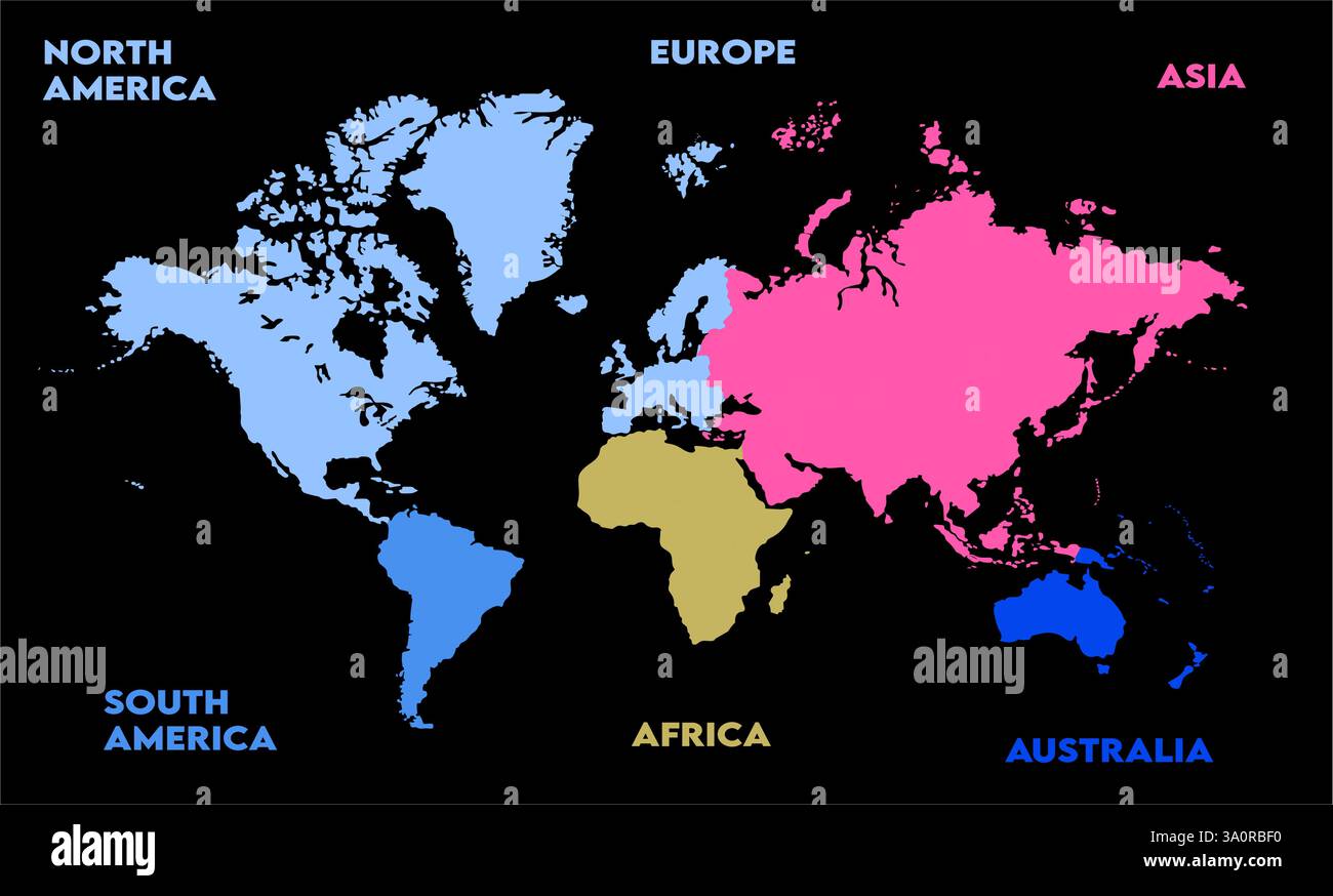 New modern world map, with containment name, modern world map graphic ...