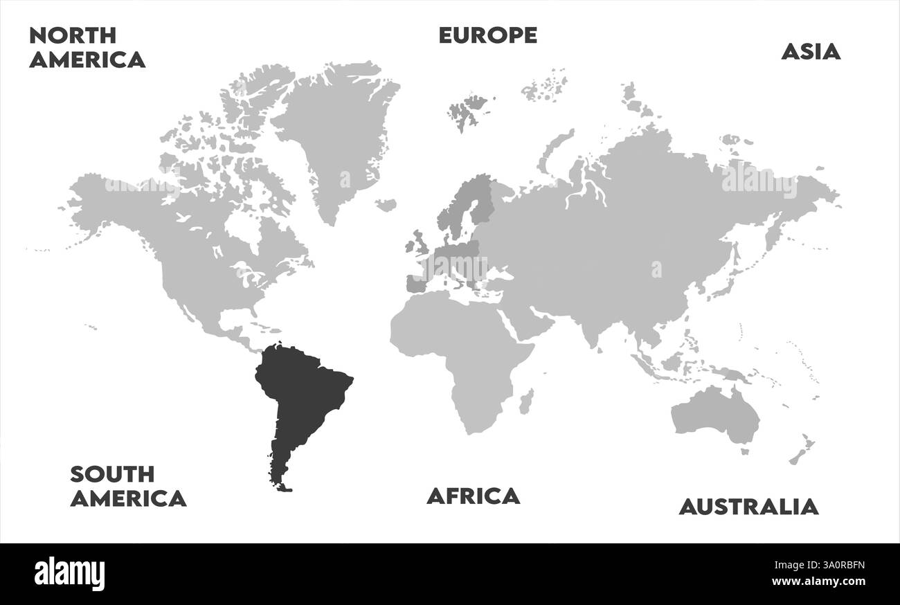 New modern world map, with containment name, modern world map graphic ...