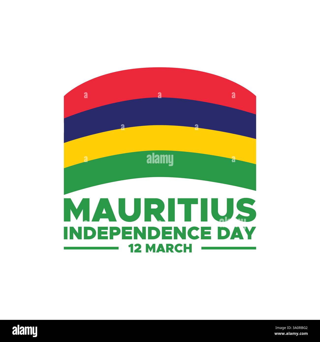 Mauritius Independence Day 12 March flag ribbon with map vector poster ...