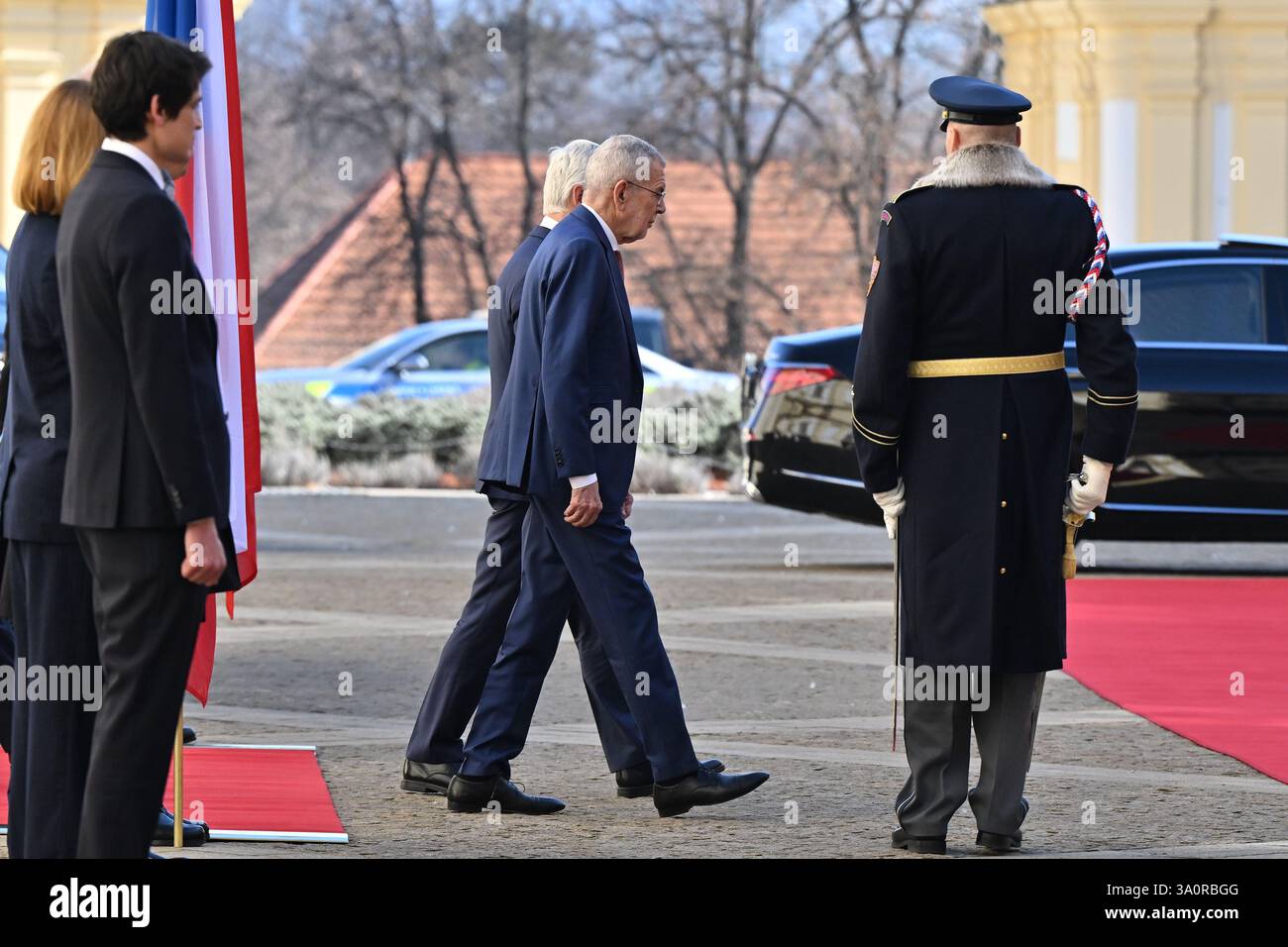 Czech President Petr Pavel (middle at the back) welcomes Austrian ...