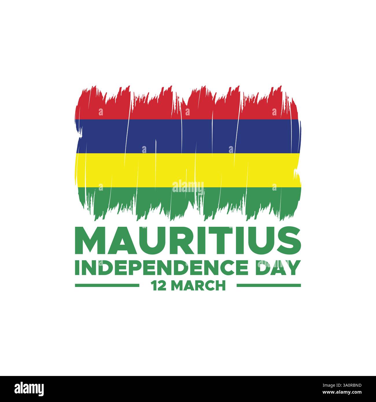 Mauritius Independence Day 12 March flag ribbon with map vector poster ...