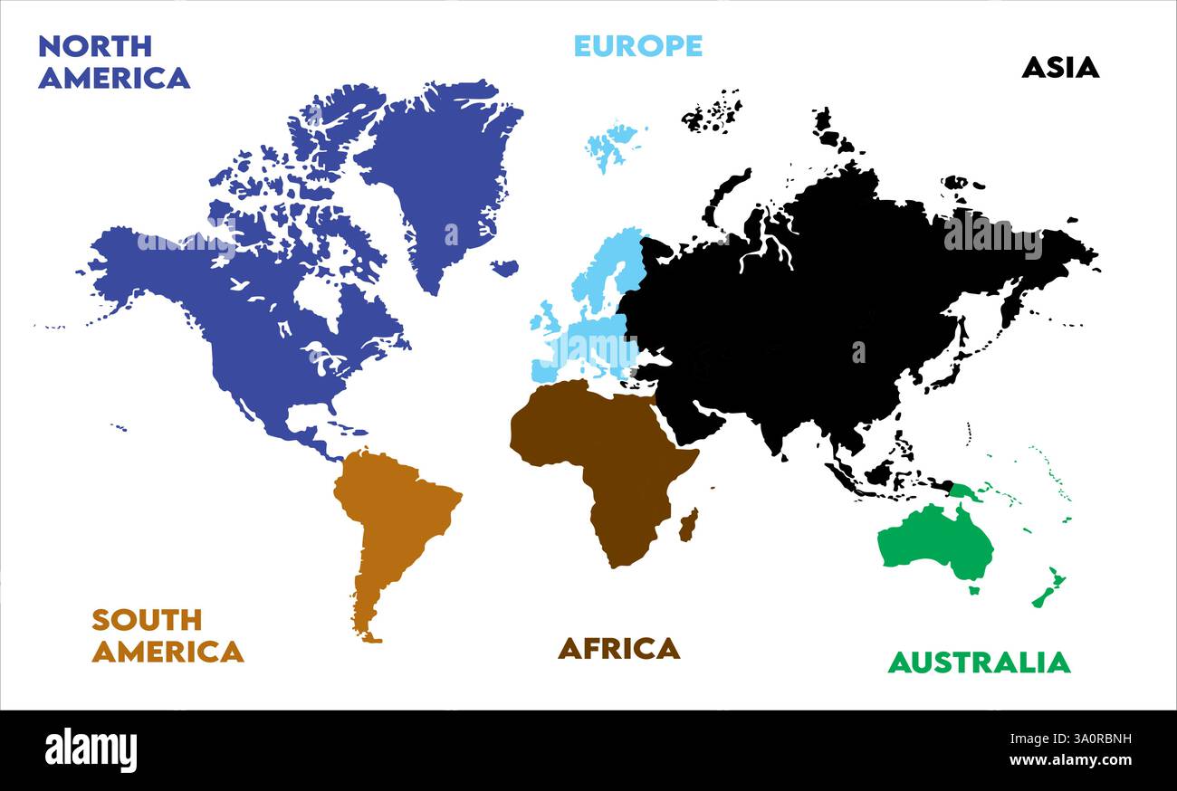 New modern world map, with containment name, modern world map graphic ...