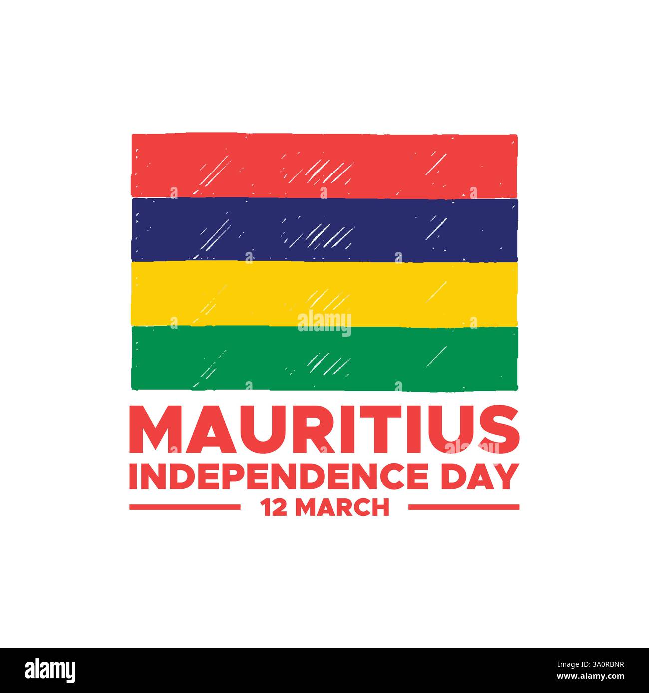 Mauritius Independence Day 12 March flag ribbon with map vector poster ...