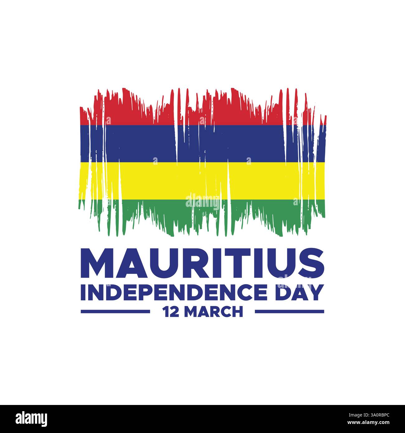 Mauritius Independence Day 12 March flag ribbon with map vector poster ...