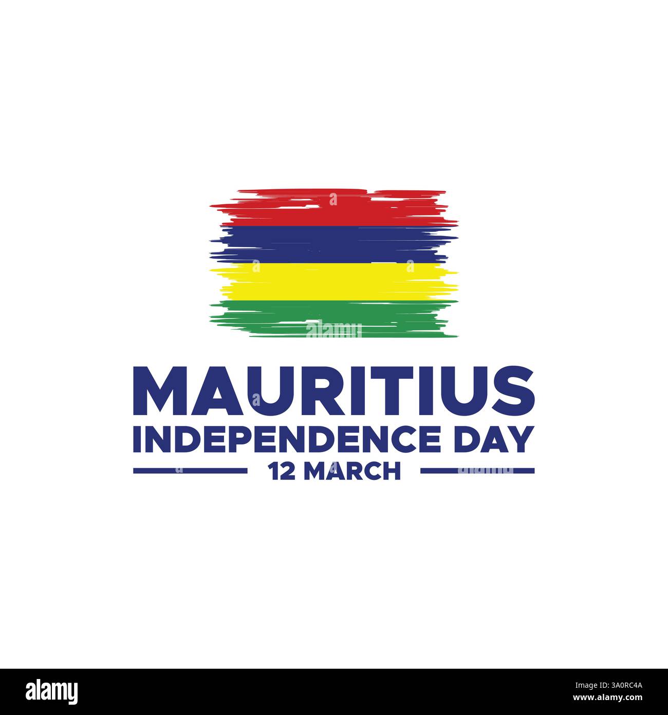 Mauritius Independence Day 12 March flag ribbon with map vector poster ...