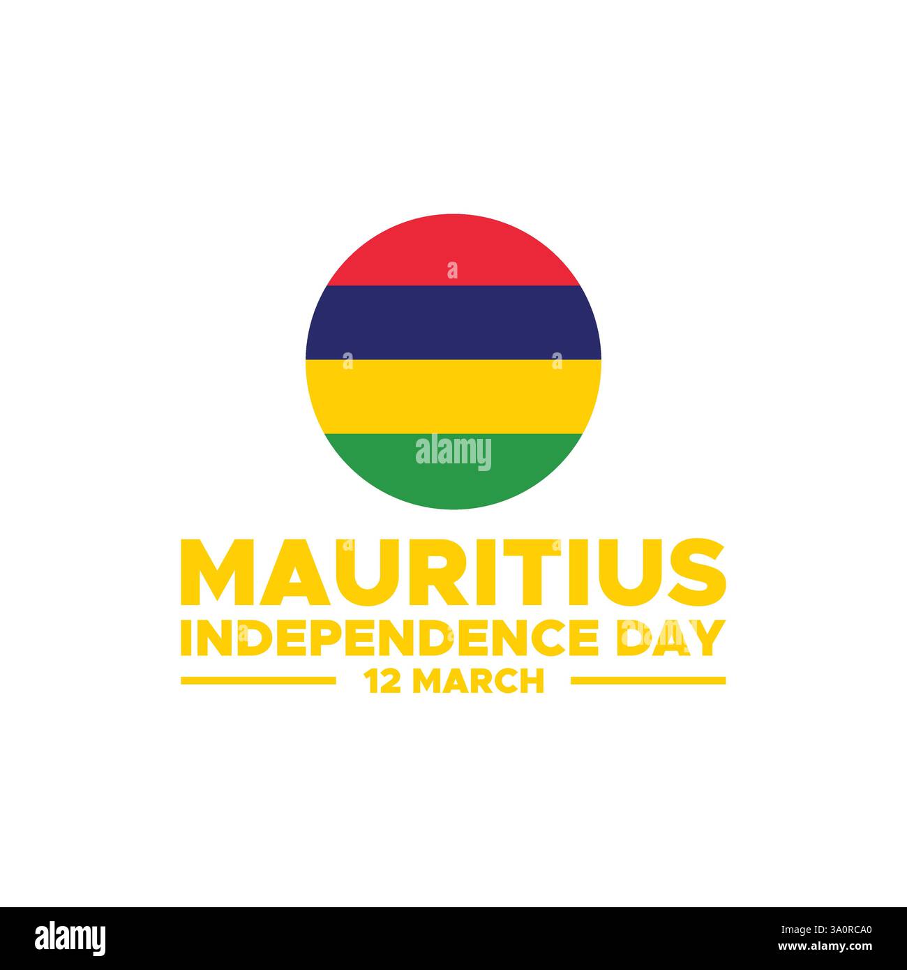 Mauritius Independence Day 12 March flag ribbon with map vector poster ...