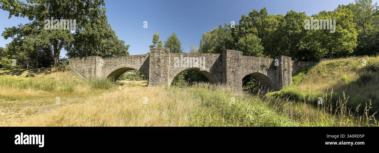 Historic old bridge over the Freiberger Mulde in Halsbruecke, Saxony ...