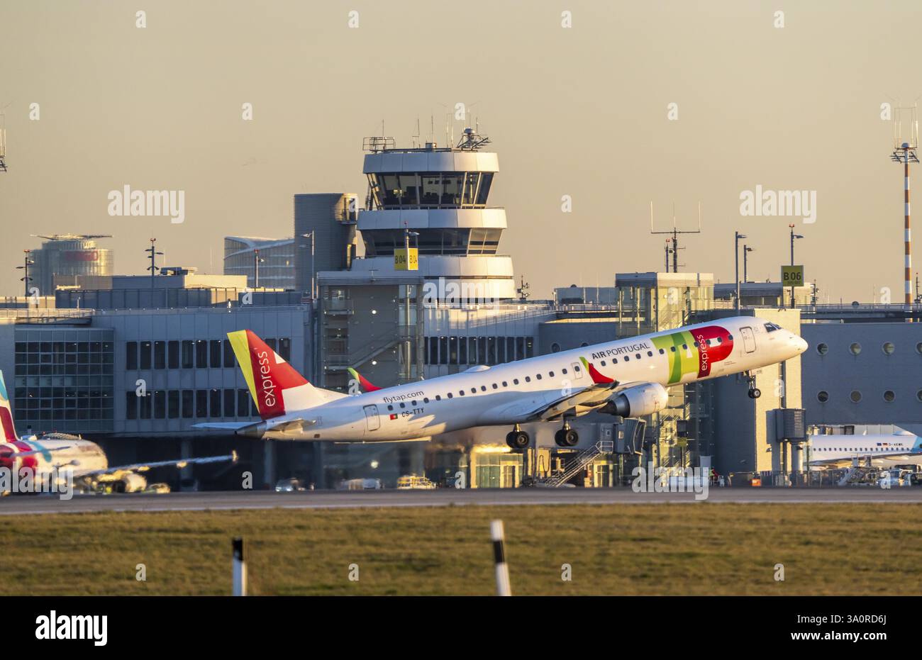 TAP Air Portugal takes off on the main runway south, 05R/23L ...