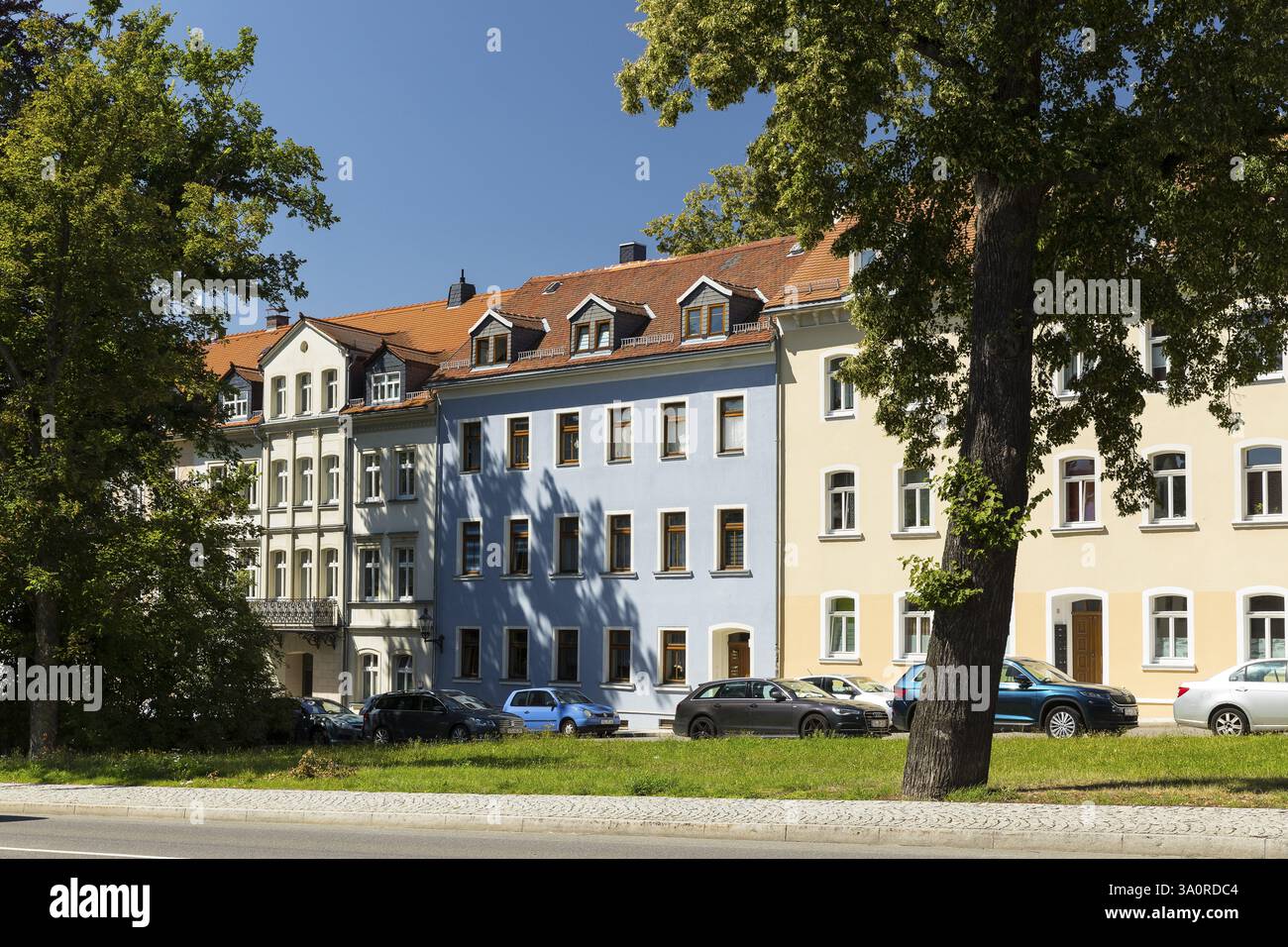 Residential buildings on Hornstrasse, next to the busy main road in the ...