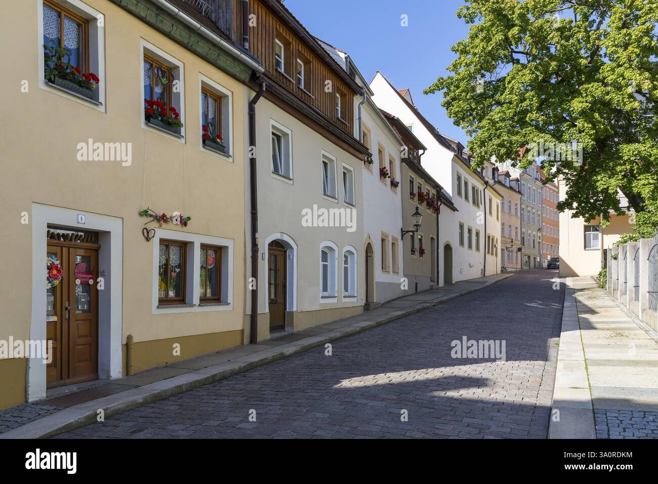 Residential buildings in Faerbergasse, Freiberg, Saxony, Germany ...