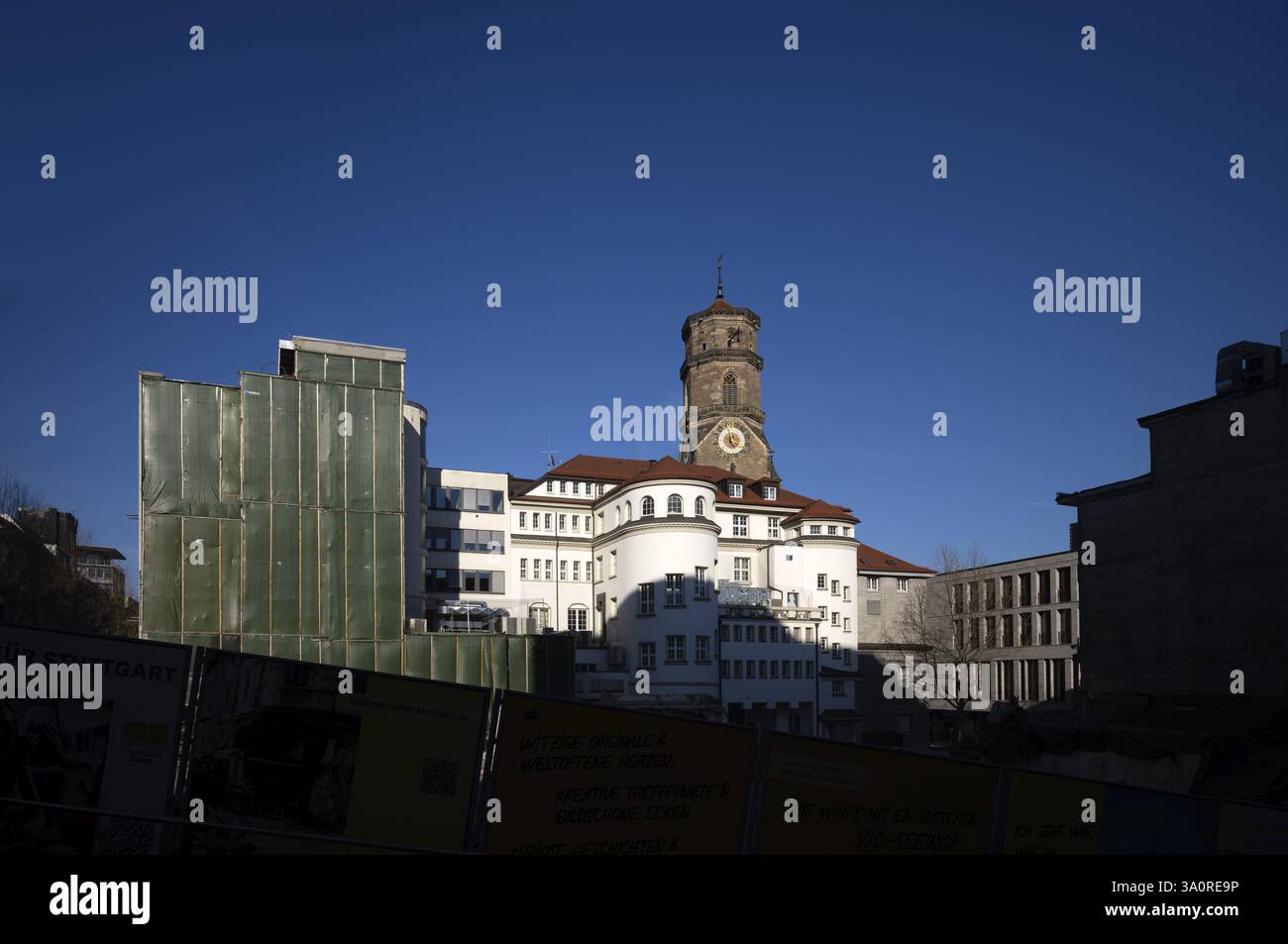 Construction site, construction fence, controversial construction project of Rene Benko's ...