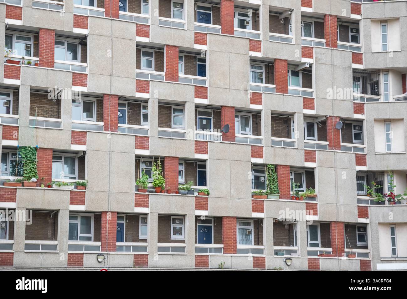 Facade of the tower block George Loveless House on the Dorset Estate, a ...