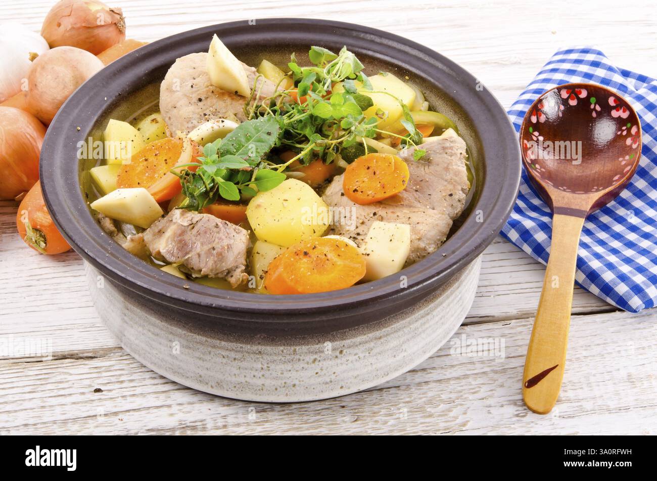 Vegetable stew with meat and herbs Stock Photo - Alamy