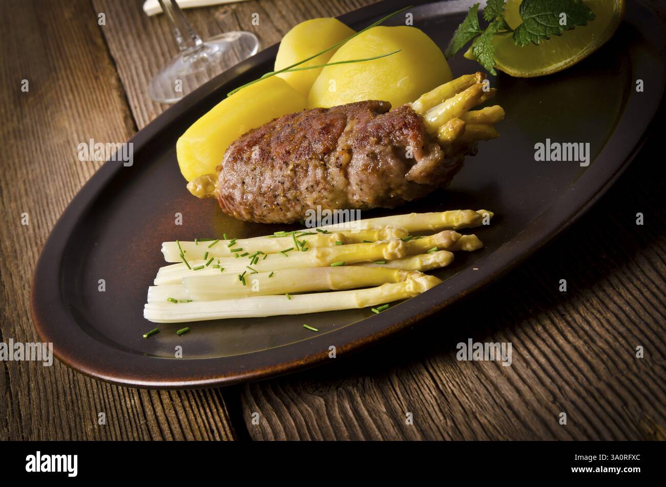 Asparagus full beefs olive of the calf Stock Photo - Alamy