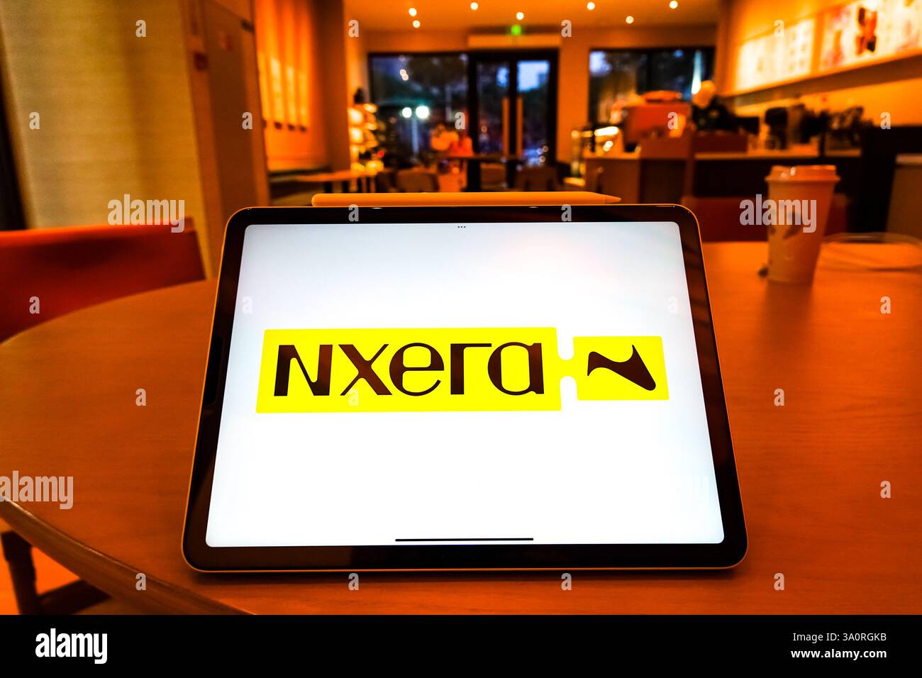 China. 02nd Mar, 2025. In this photo illustration, a Nxera Pharma logo is displayed on the ...