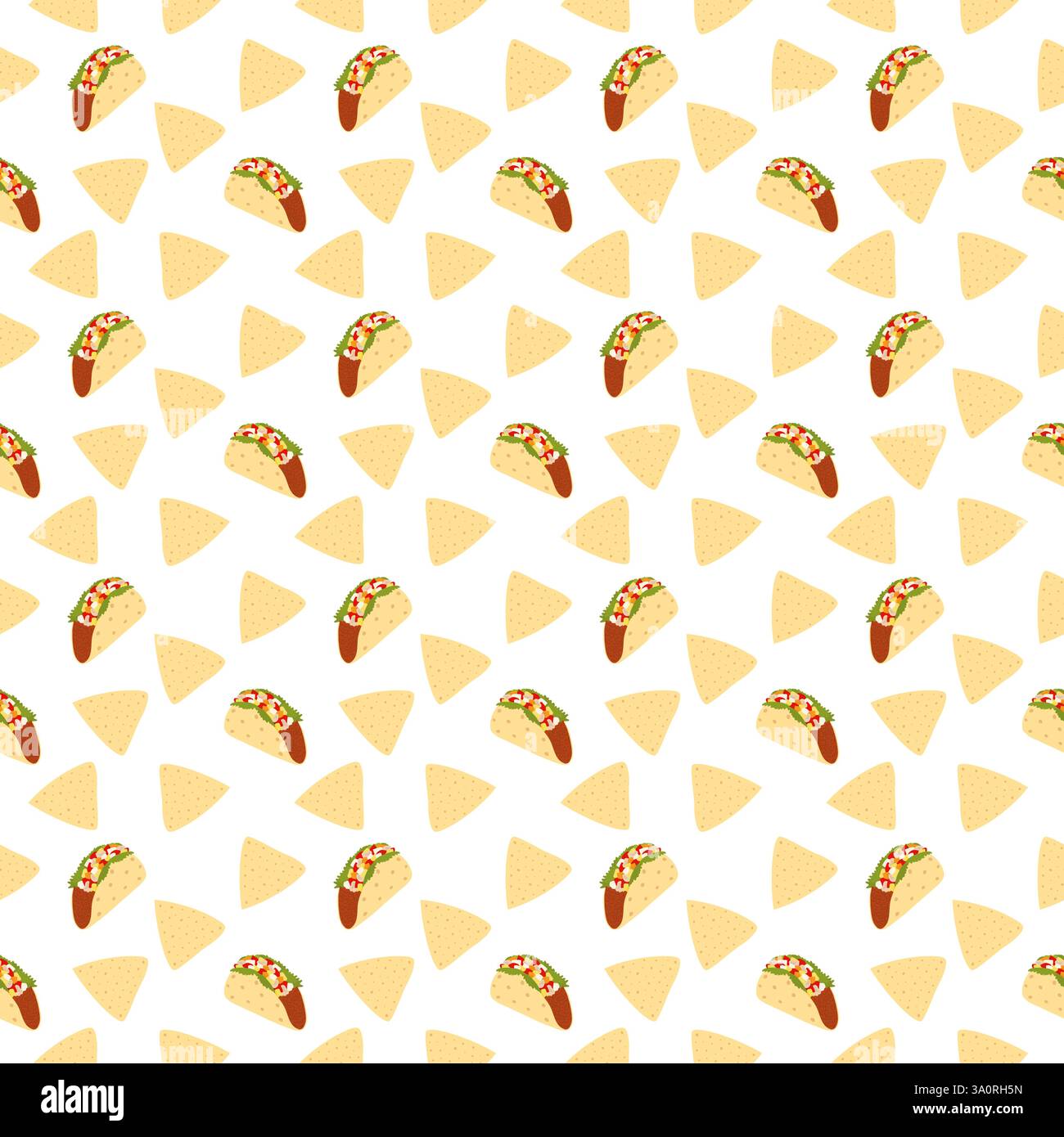 Triangular Nacho chips Meat and vegetables filled Taco Seamless Pattern ...