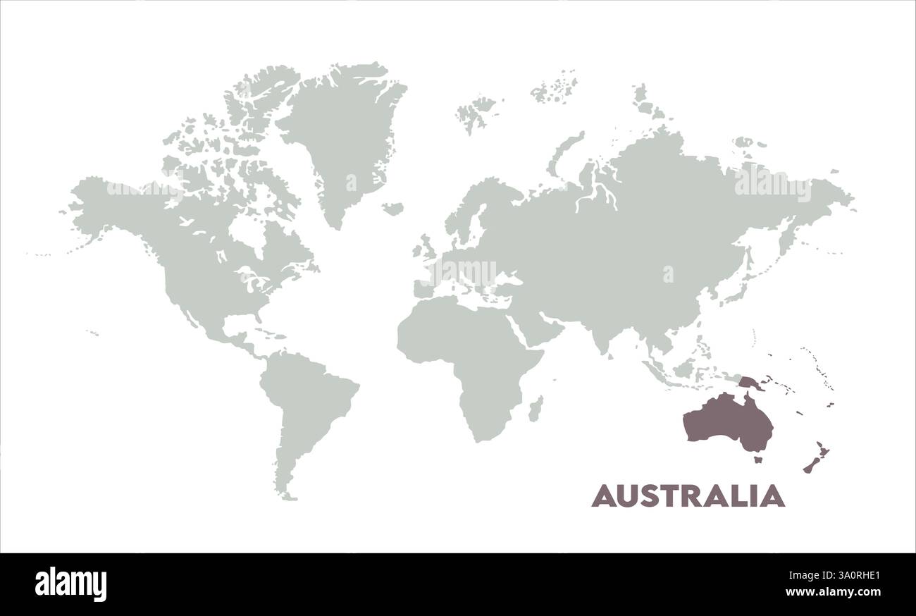 Map of Australia, highlighted on the world map, Australia on the world ...