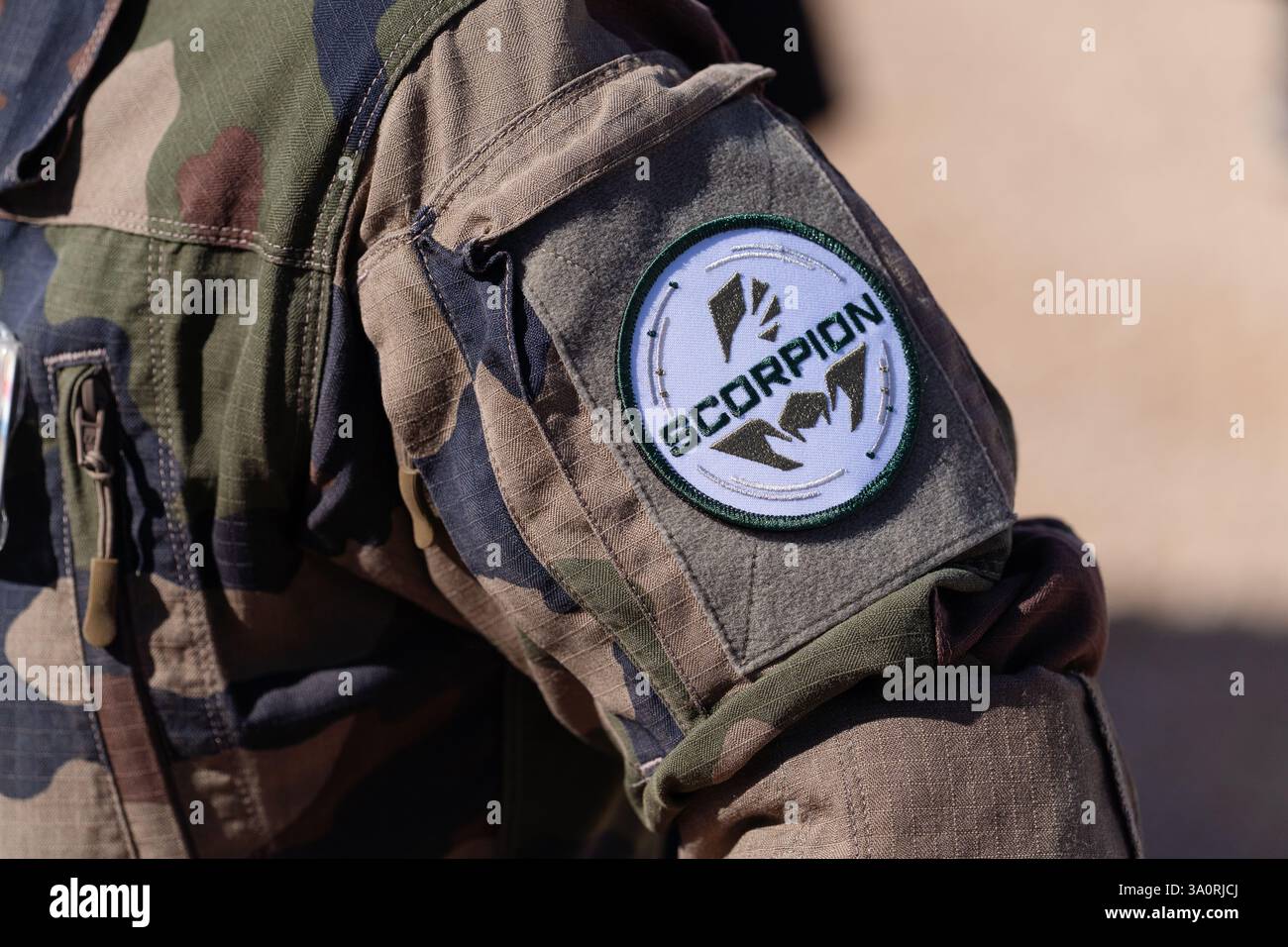 Canjuers, France. 04th Mar, 2025. The Scorpion unit badge pictured ...